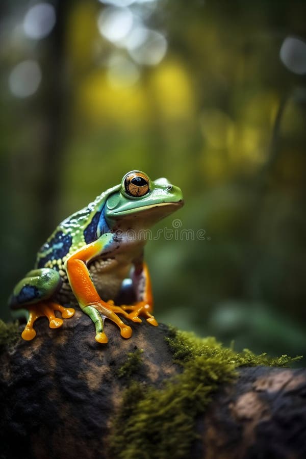 Frog in the Forest Closeup. Generative AI Stock Illustration ...