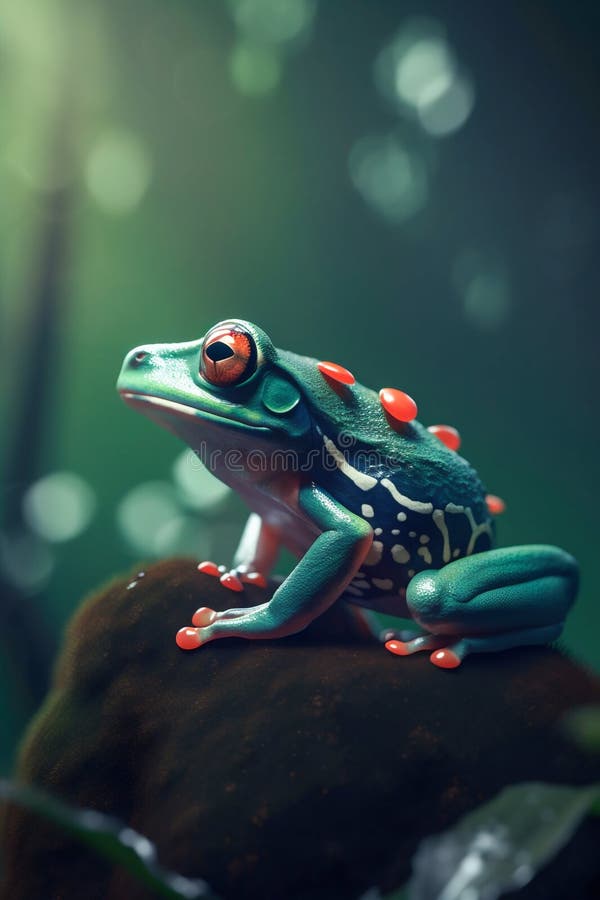 Frog in the Forest Closeup. Generative AI Stock Illustration ...