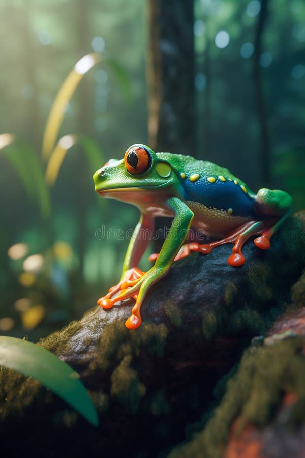 Frog in the Forest Closeup. Generative AI Stock Illustration ...