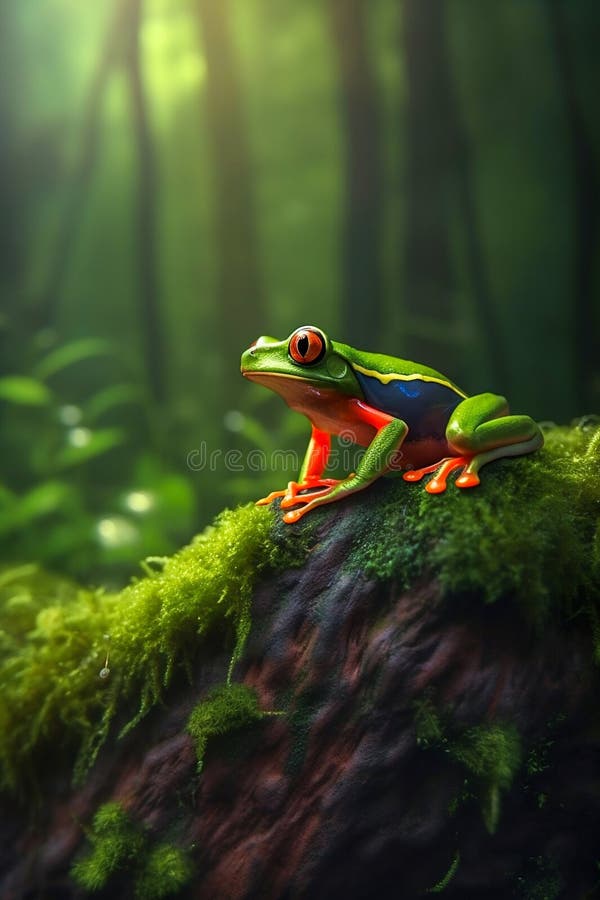 Frog in the Forest Closeup. Generative AI Stock Illustration ...