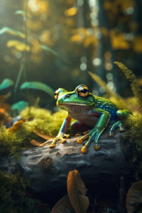 Frog in the Forest Closeup. Generative AI Stock Illustration ...