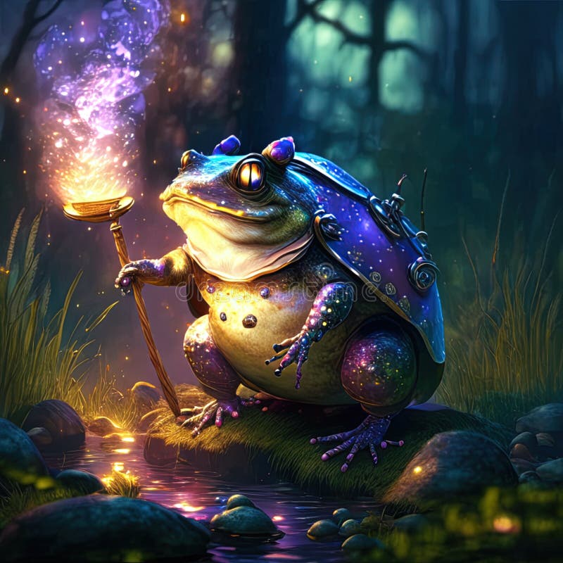 Frog in the Forest. Fantasy Scene. 3D Rendering. Generative AI Animal ...