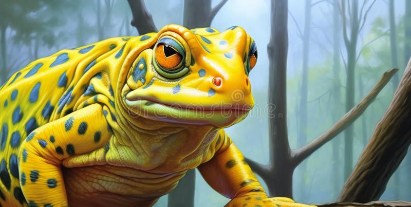 Frog in the forest stock illustration. Illustration of wildlife - 303760418