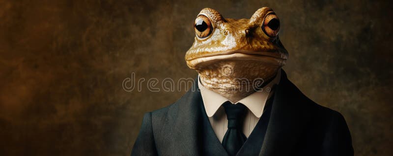 Frog in Formal Suit, Elegant Attire, Unique Anthropomorphic Character ...