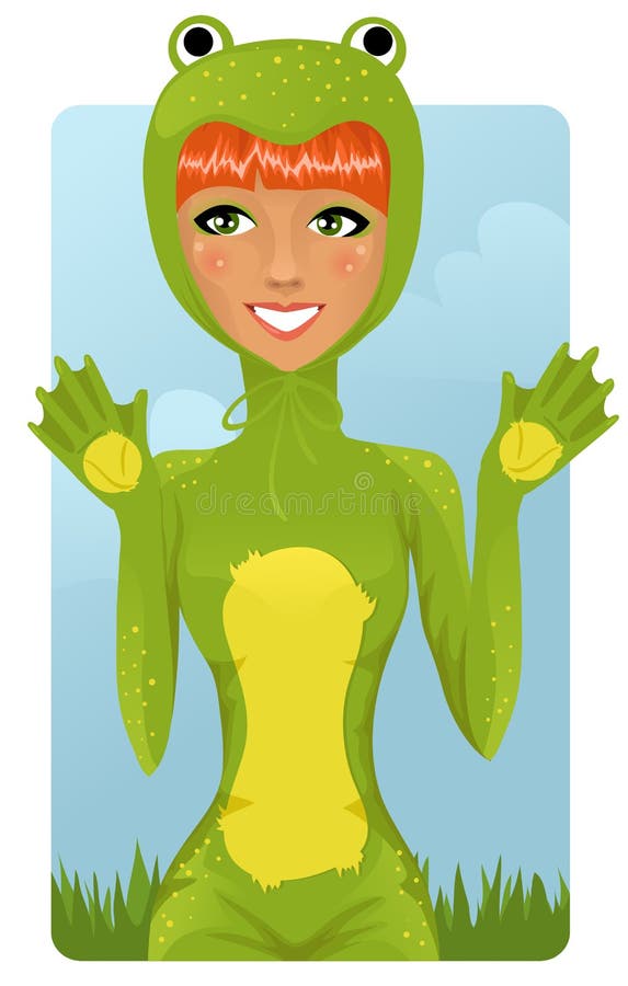 Frog Girl with Anime and Cartoon Style Stock Illustration ...