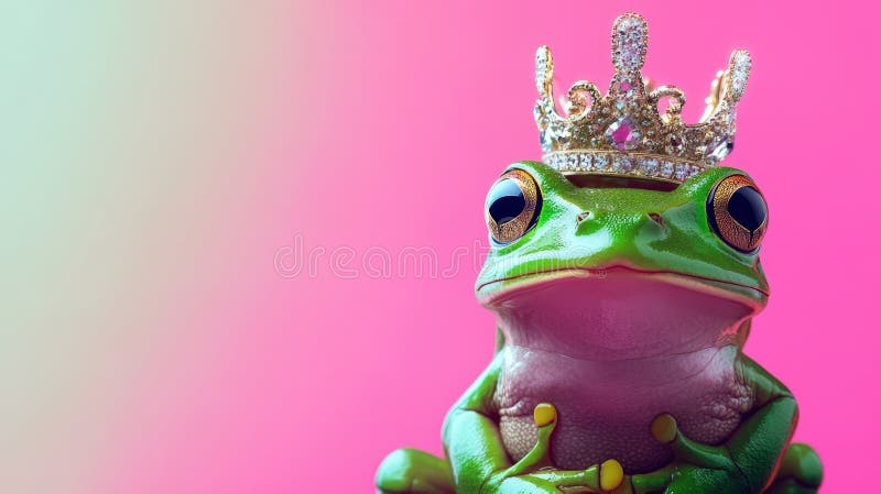 Frog with a Golden Crown on a Nature Background. Stock Photo - Image of ...