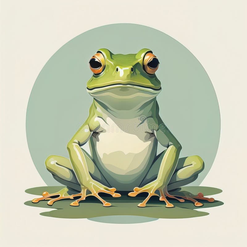 Frog on a Green Background. Vector Illustration of a Frog Stock ...