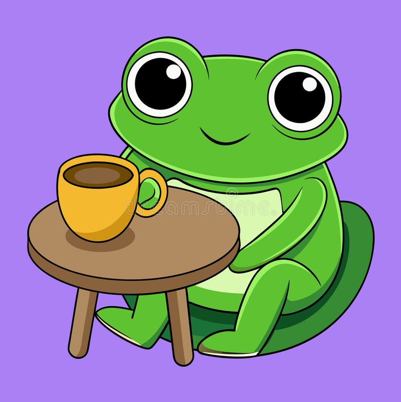 Frog Having Tea Vector Graphic Design Stock Vector - Illustration of ...