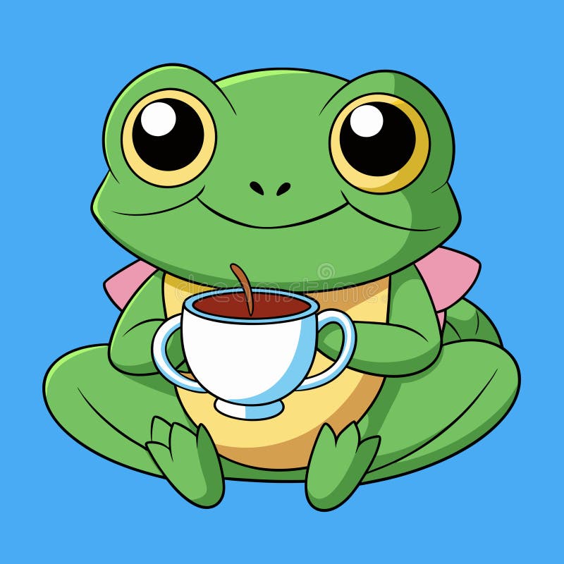 Frog Having Tea Vector Graphic Design Stock Vector - Illustration of ...