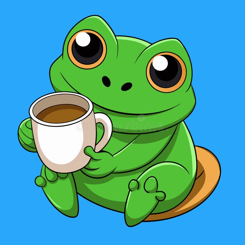 Frog Having Tea Vector Graphic Design Stock Illustration - Illustration ...