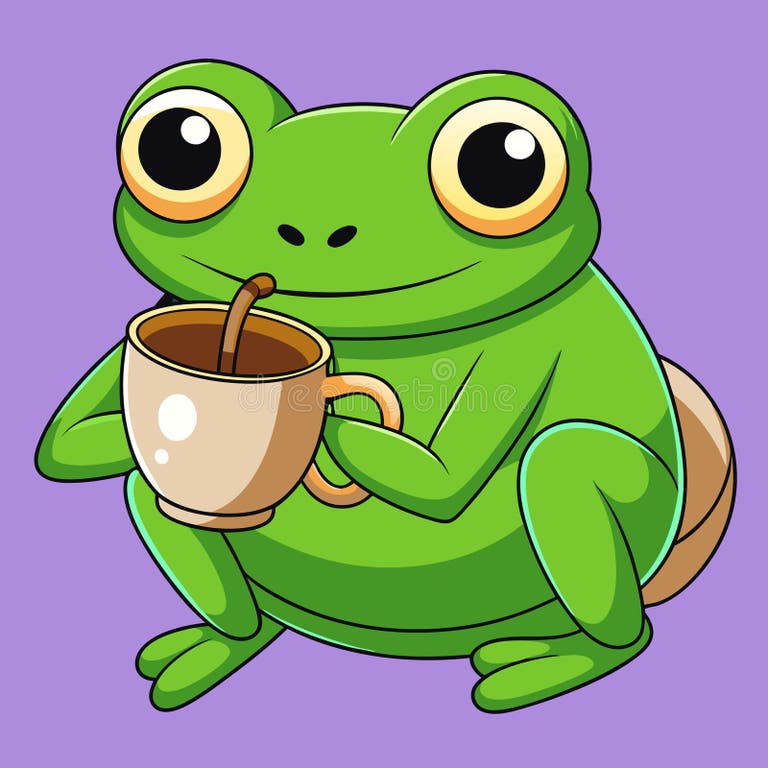 Frog Having Tea Vector Graphic Design Stock Vector - Illustration of ...