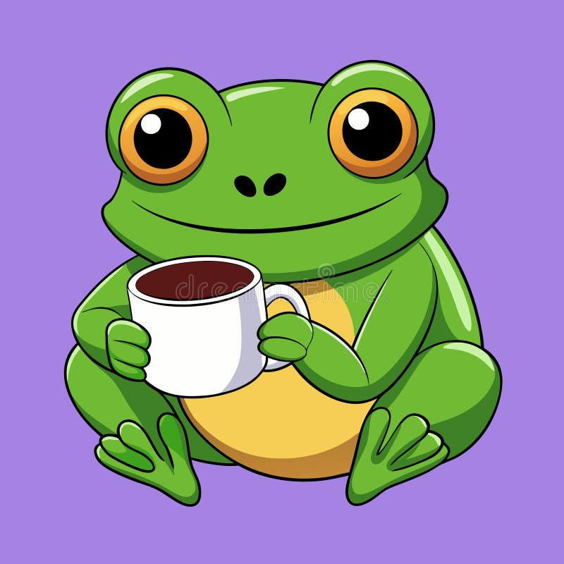 Frog Having Tea Vector Graphic Design Stock Vector - Illustration of ...