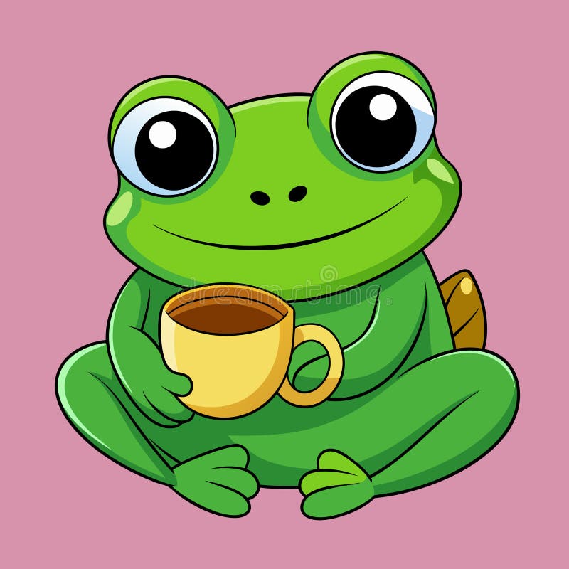 Frog Having Tea Vector Graphic Design Stock Vector - Illustration of ...