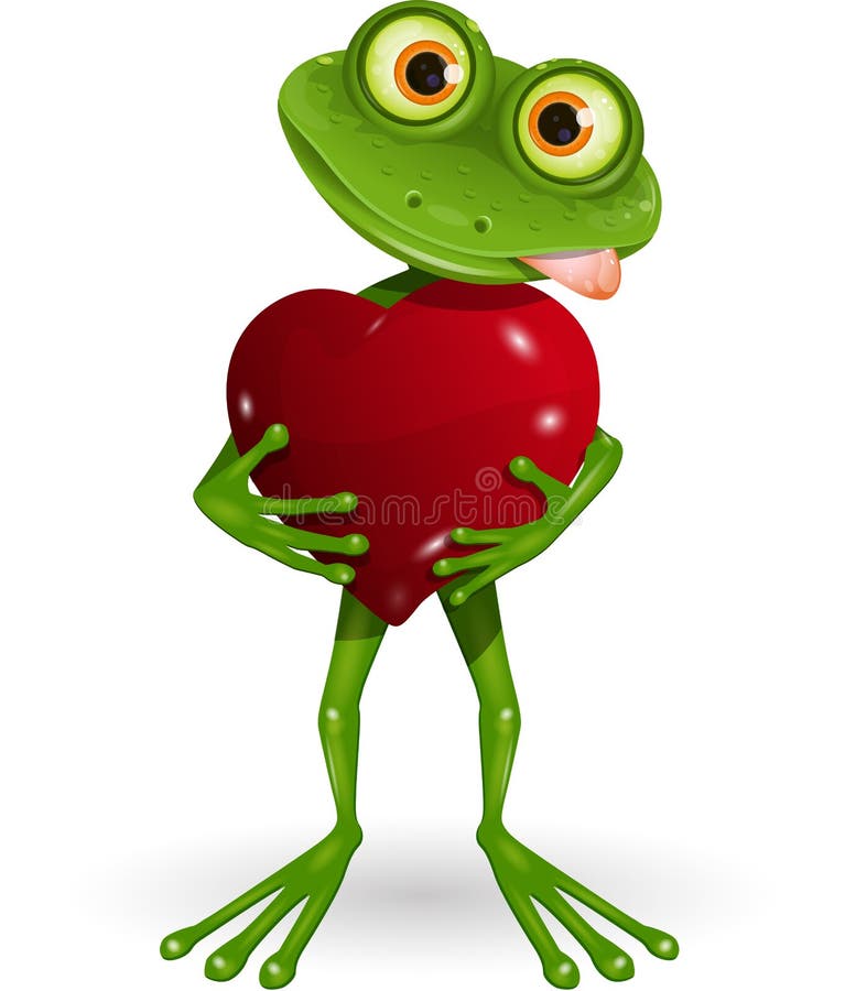 Frog with heart stock vector. Illustration of mouth, smile - 40002329