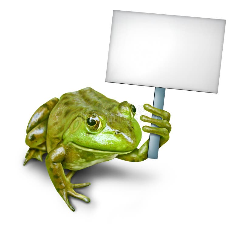 Frog Holding a Blank Sign stock illustration. Illustration of frog ...