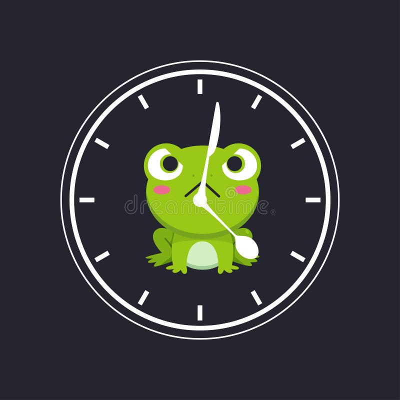 A Frog Image in a Wall Clock with Knife and Spoon As Indicator. Vector ...