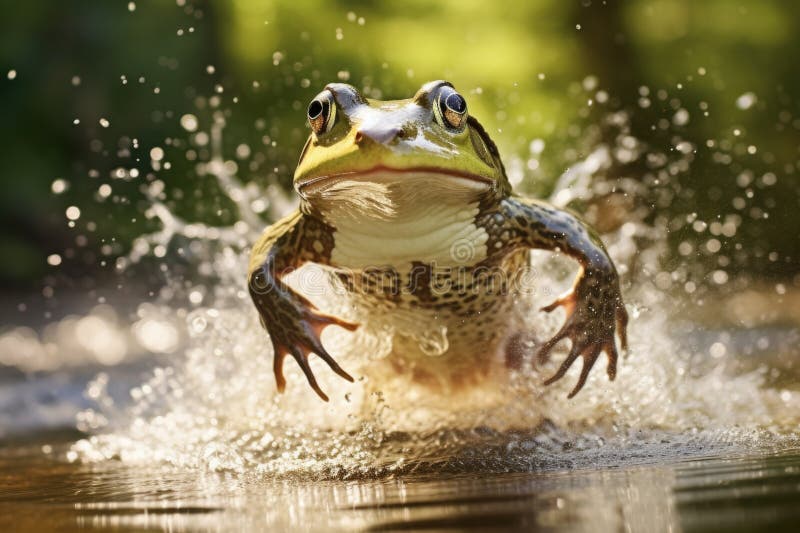 A Frog Jumping Out of Water, Suitable for Nature Concepts Stock Image ...