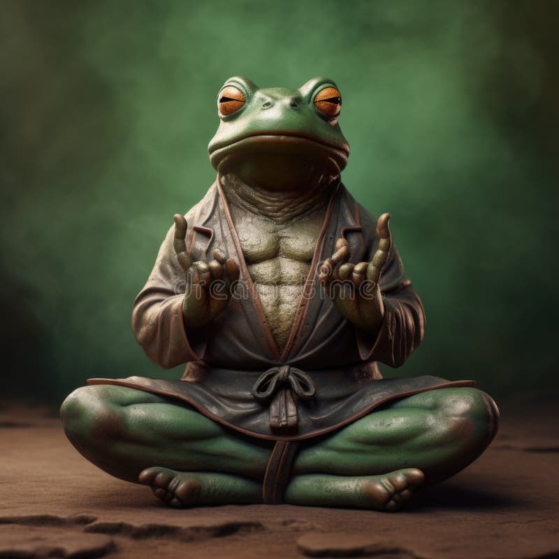 Frog in the Kun fu pose stock illustration. Illustration of amusing ...