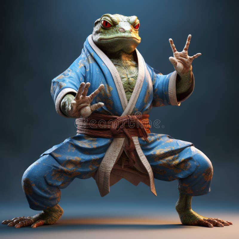 Frog in the Kun fu pose stock illustration. Illustration of concept ...