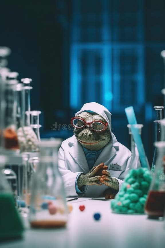 A Frog in a Lab Coat and Goggles Sitting at a Table. Generative AI ...
