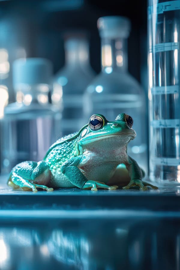 Frog in the Laboratory. Generated by Ai Stock Photo - Image of studying ...