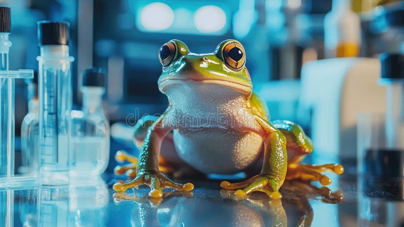 Frog in the Laboratory. Generated by Ai Stock Image - Image of ...