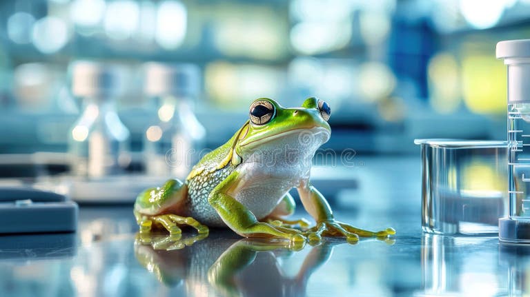 Frog in the Laboratory. Generated by Ai Stock Image - Image of ...
