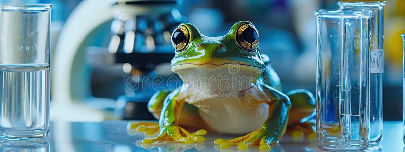 Frog in the Laboratory. Generated by Ai Stock Photo - Image of adorable ...