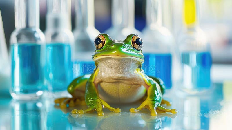 Frog in the Laboratory. Generated by Ai Stock Photo - Image of holding ...