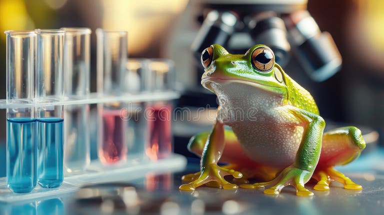 Frog in the Laboratory. Generated by Ai Stock Image - Image of ...