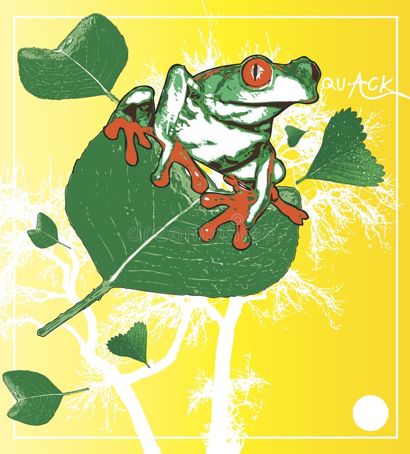 Frog on leaf illustration stock illustration. Illustration of graphic ...