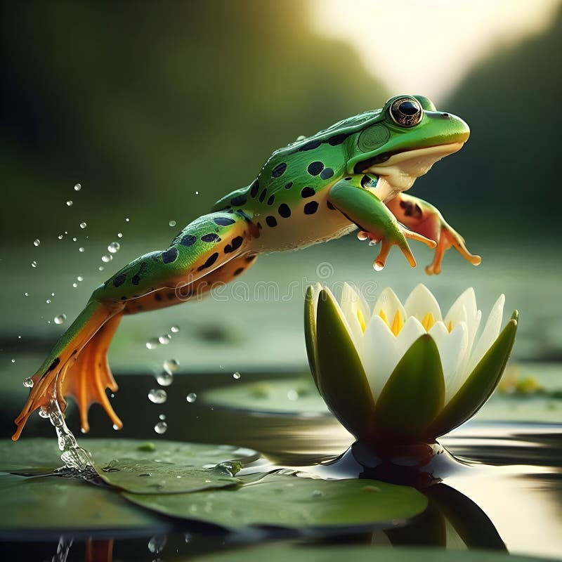 A frog leaping in nature stock illustration. Illustration of leaping ...