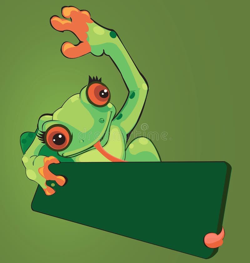Frog lifting the cardboard stock vector. Illustration of flexibility ...