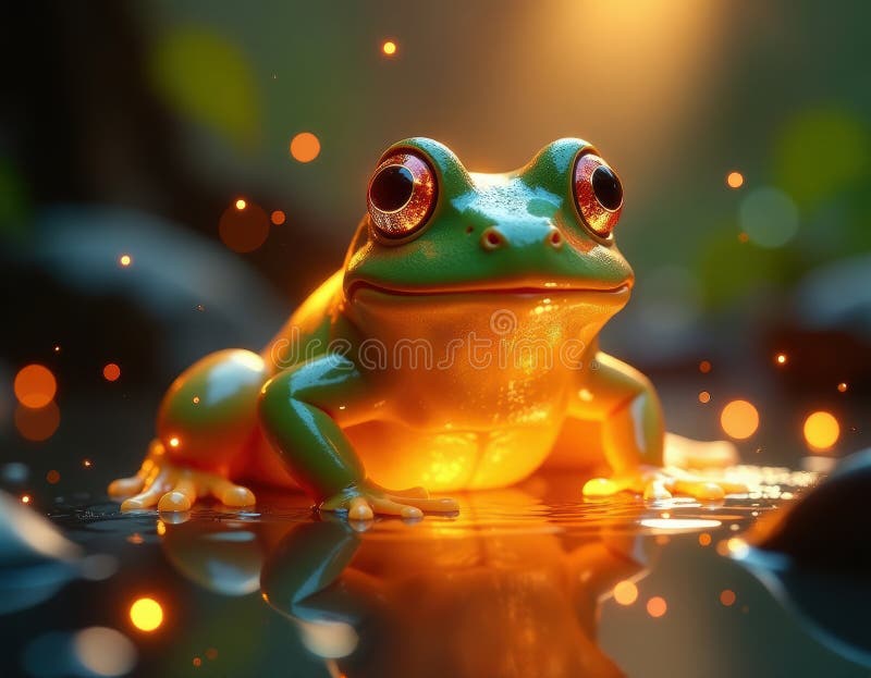Frog in the Light: a Captivating Nature Portrait Stock Illustration ...