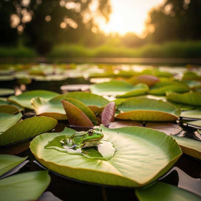 Calm Lily Pad Filled Pond Stock Illustrations – 297 Calm Lily Pad ...