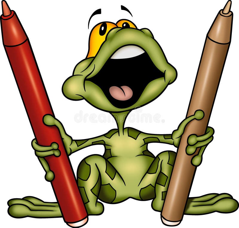 Frog with crayons stock illustration. Illustration of frog - 1954899