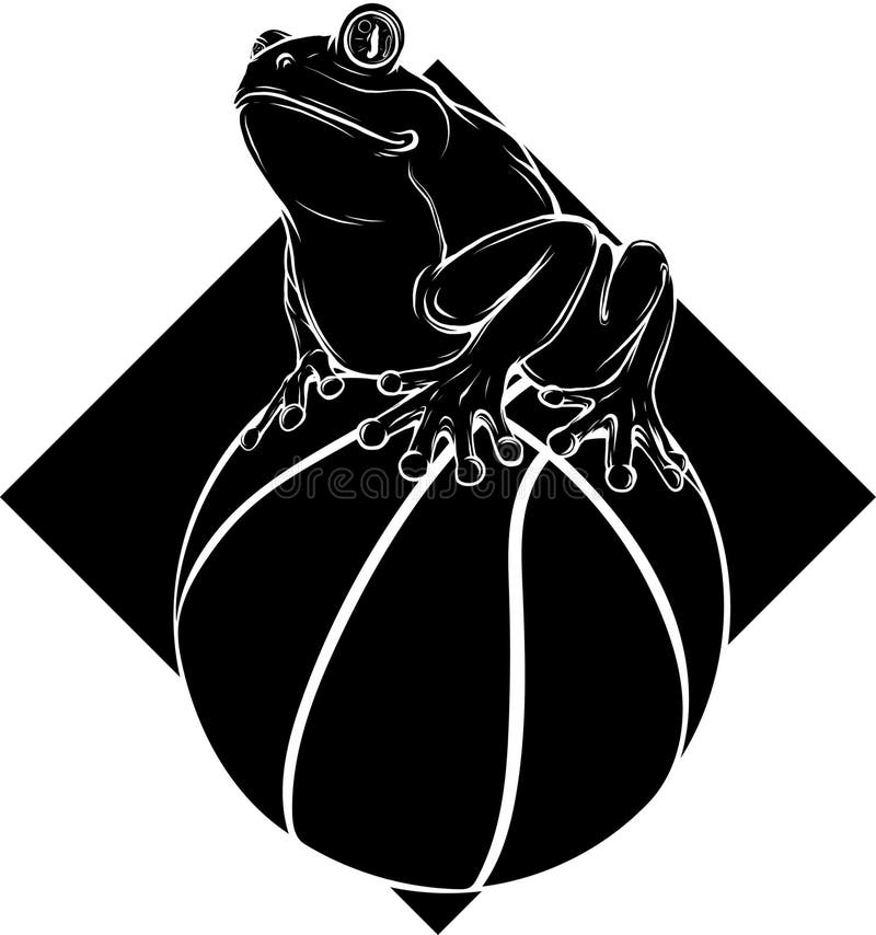 Black Silhouette of Frog Mascotte on a Basket Ball Vector Illustration ...