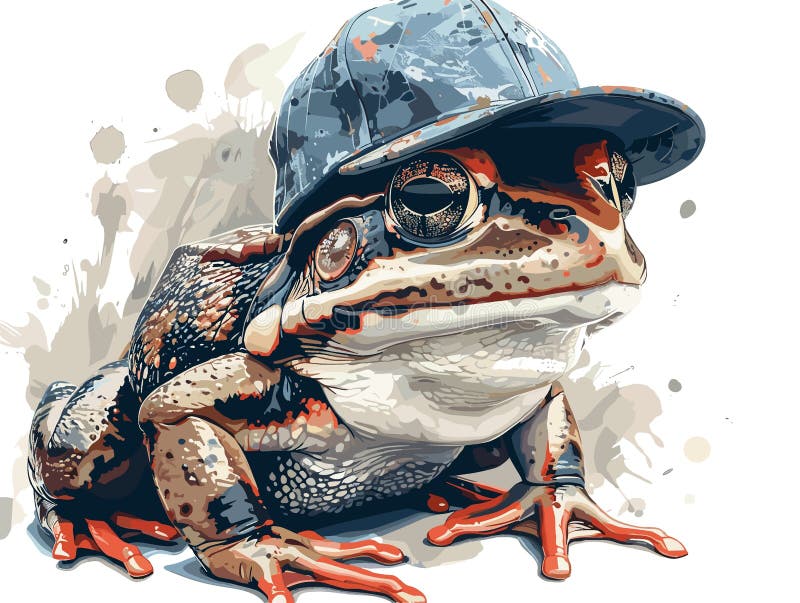 Frog in a Military Cap. Vector Illustration of a Frog. Stock Vector ...