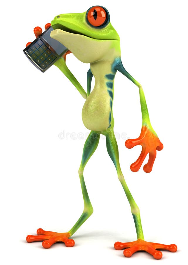 Frog with a mobile phone stock illustration. Illustration of ecosystem ...