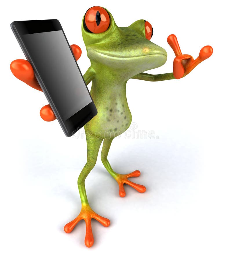 Frog with a mobile phone stock illustration. Illustration of ecosystem ...