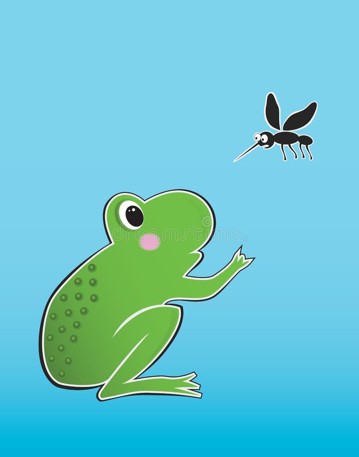 Frog and mosquito stock vector. Illustration of reptiles - 12630533