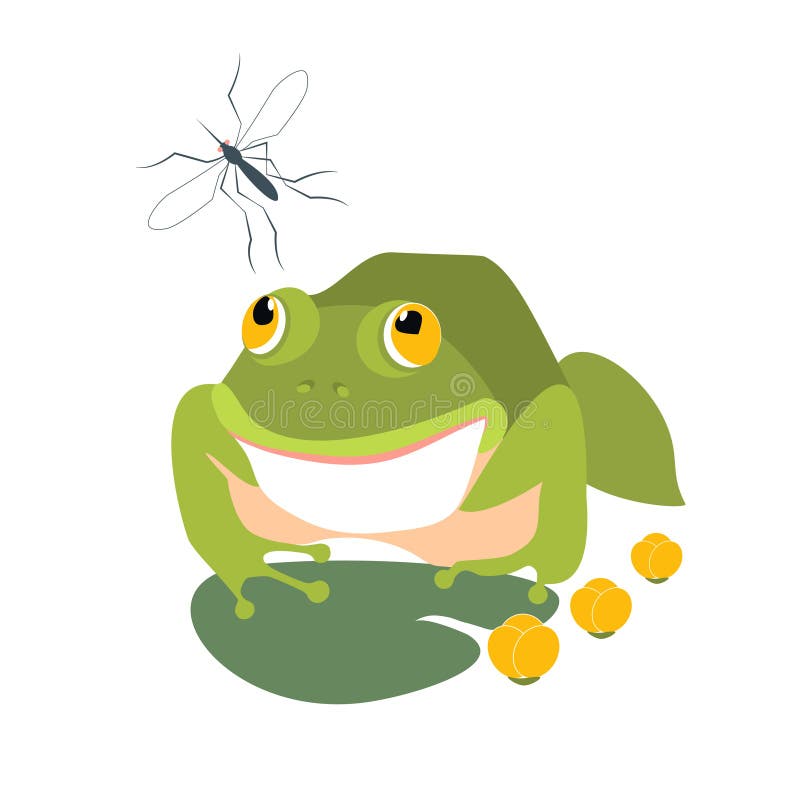 Frog and mosquito stock vector. Illustration of graphic - 232119822