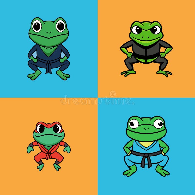 Frog ninja style vector stock vector. Illustration of happy - 320266893