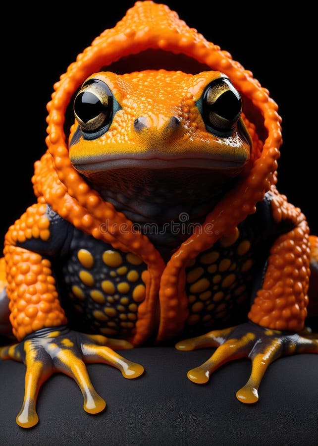 A Frog with an Orange Hood on Its Back. Generative AI Image. Stock ...