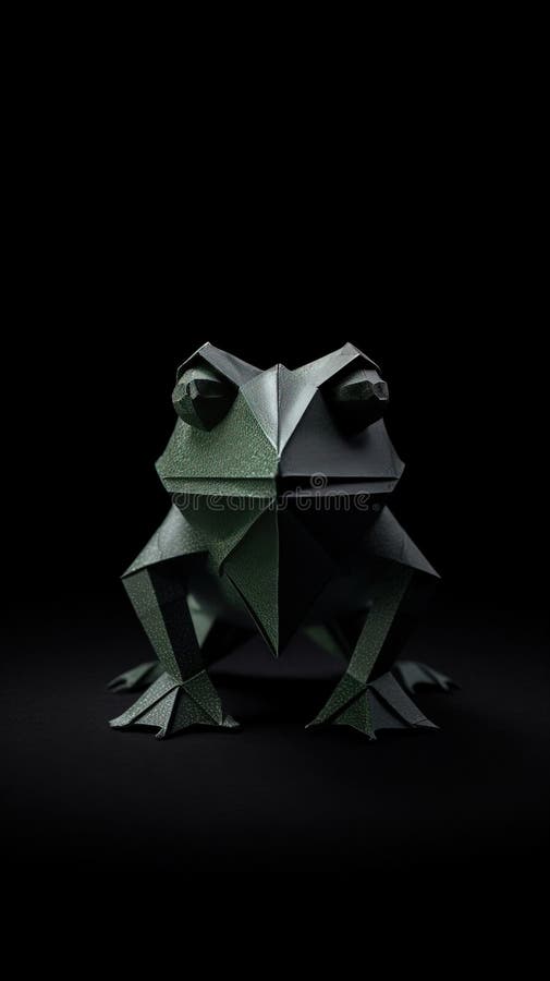 Frog Origami Geometric Pattern on Dark Background. Stock Illustration ...