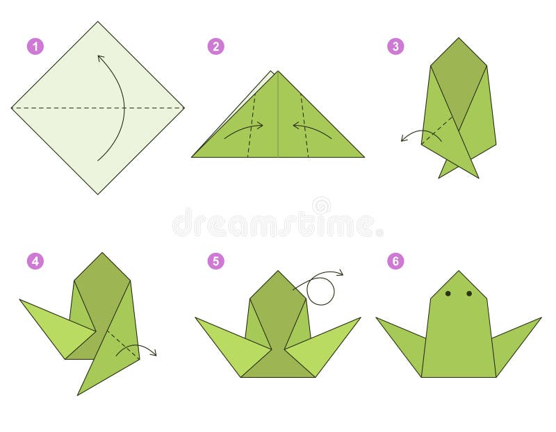 Origami Tutorial. Origami Scheme for Kids. Frog Stock Vector ...