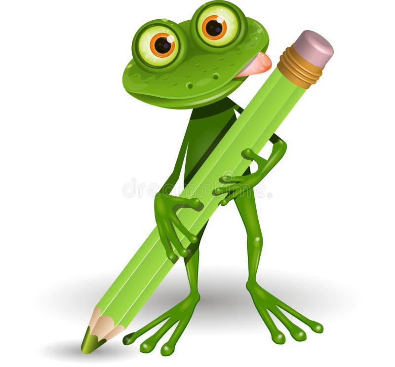 Frog with Pencil stock vector. Illustration of office - 49831088