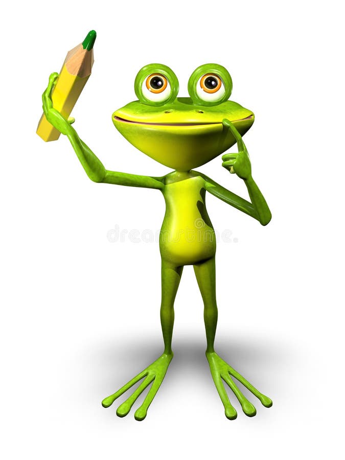 Frog with Pencil stock photo. Illustration of pencil - 53183106