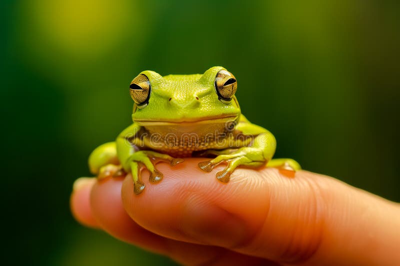 A Frog on a Person S Finger. Generative AI Stock Illustration ...