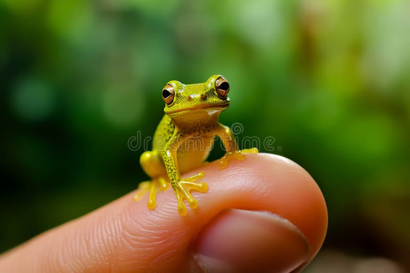 A Frog on a Person S Finger. Generative AI Stock Illustration ...